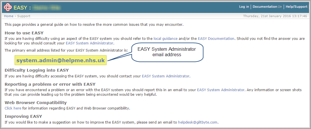 How do I contact my local EASY System Administrator? : Giltbyte Helpdesk