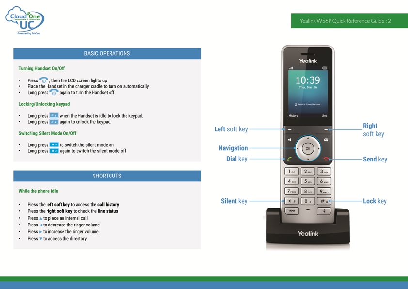 Yealink 56P Quick Reference Guide : Tel-One Support