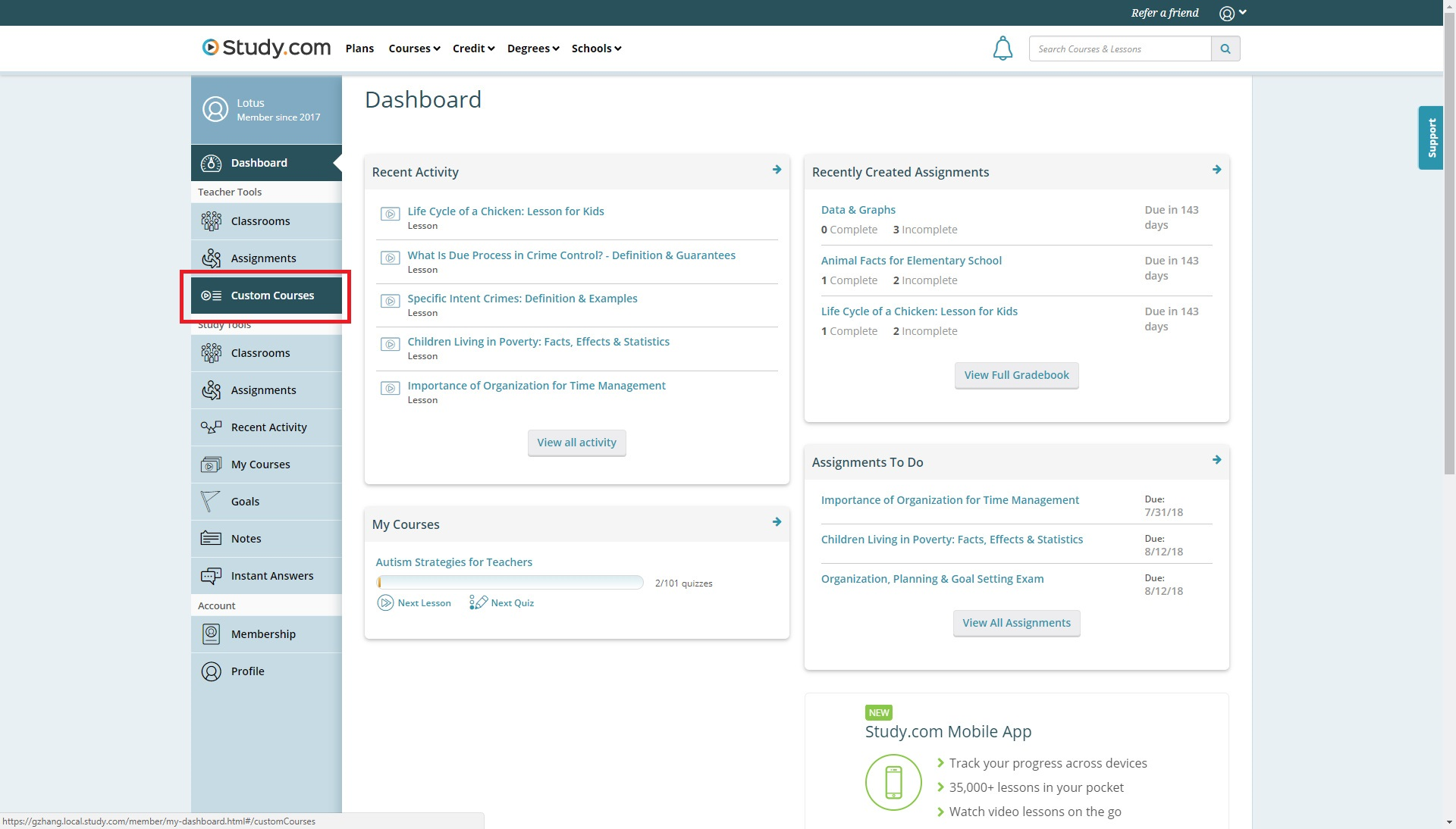 How do I create a custom course? : Study.com