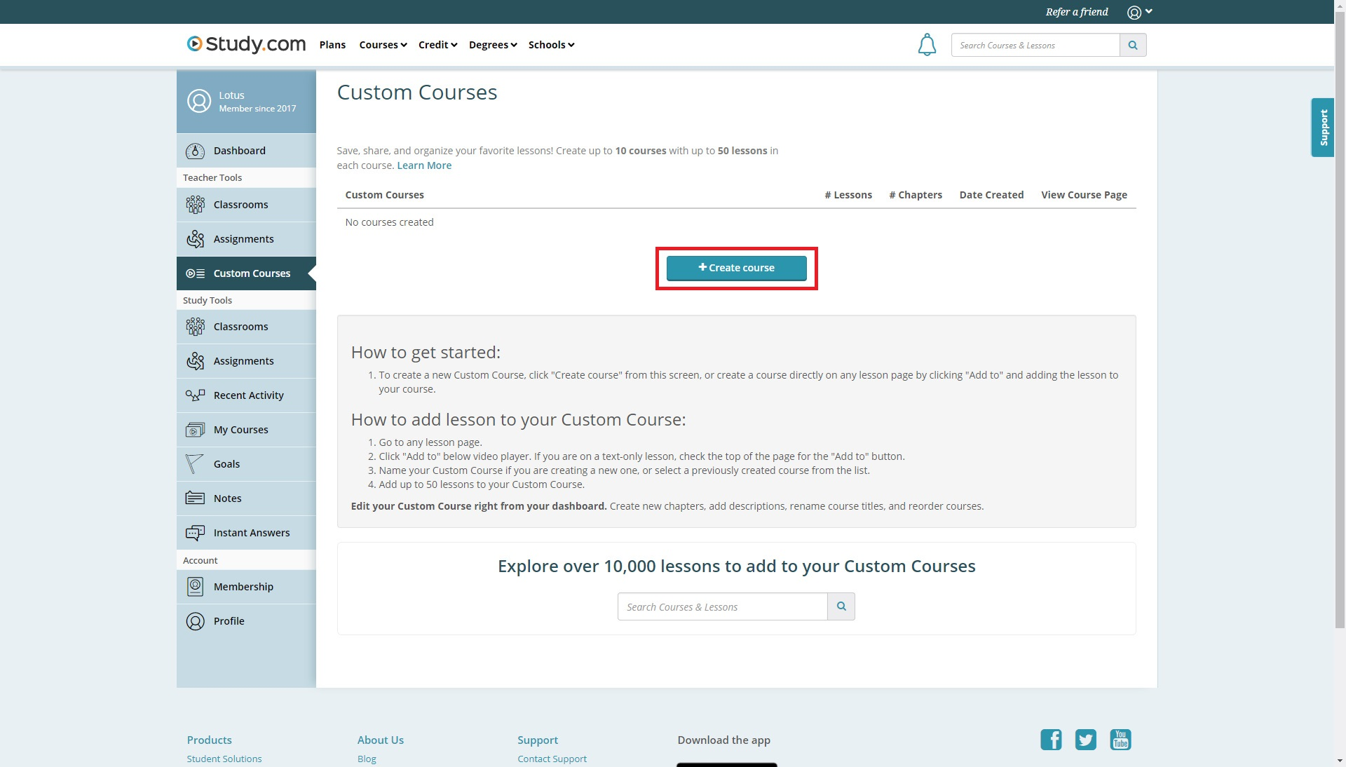 How do I create a custom course? : Study.com
