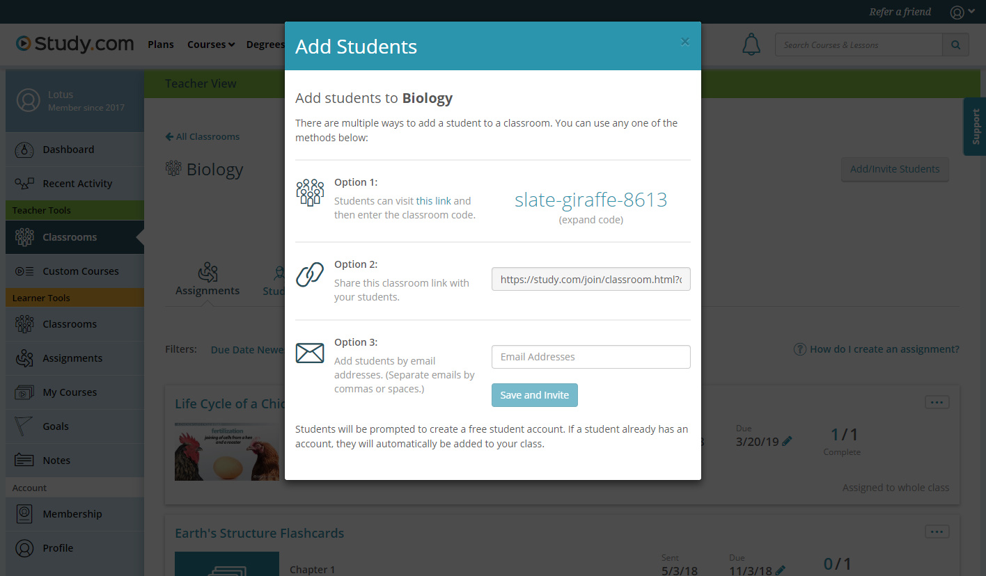 How do I invite students to join my virtual classroom? : Study.com