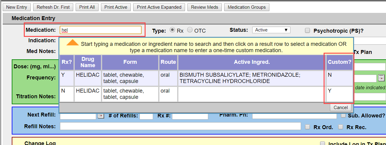 Creating and Using Custom and Favorite Medications : BestNotes Support