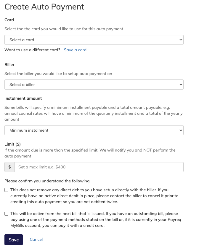 How do I setup Auto Payments? : Payreq