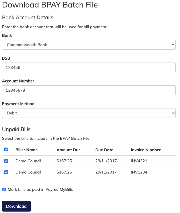 How to create a BPAY Batch file : Payreq