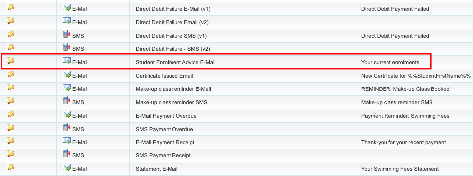 Sending Enrolment Details to Families : SimplySwim