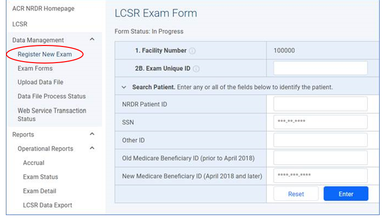 Manual Entry: Register New Exam : NRDR - National Radiology Data ...