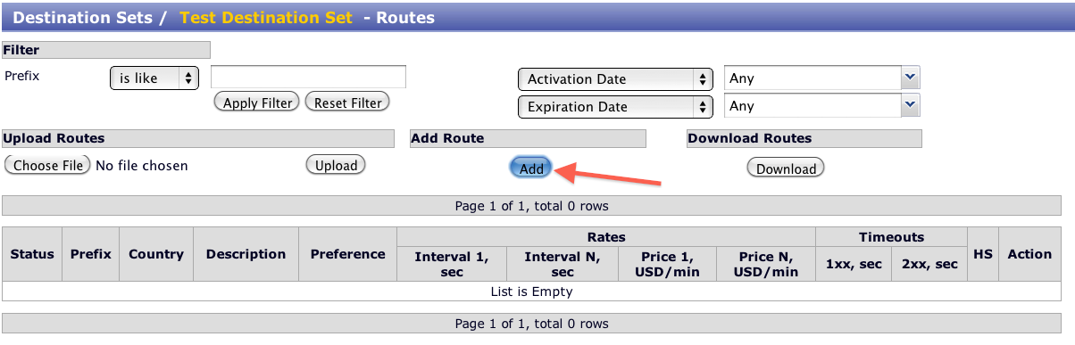 Destination Sets and Routes : Sippy Software, Inc.