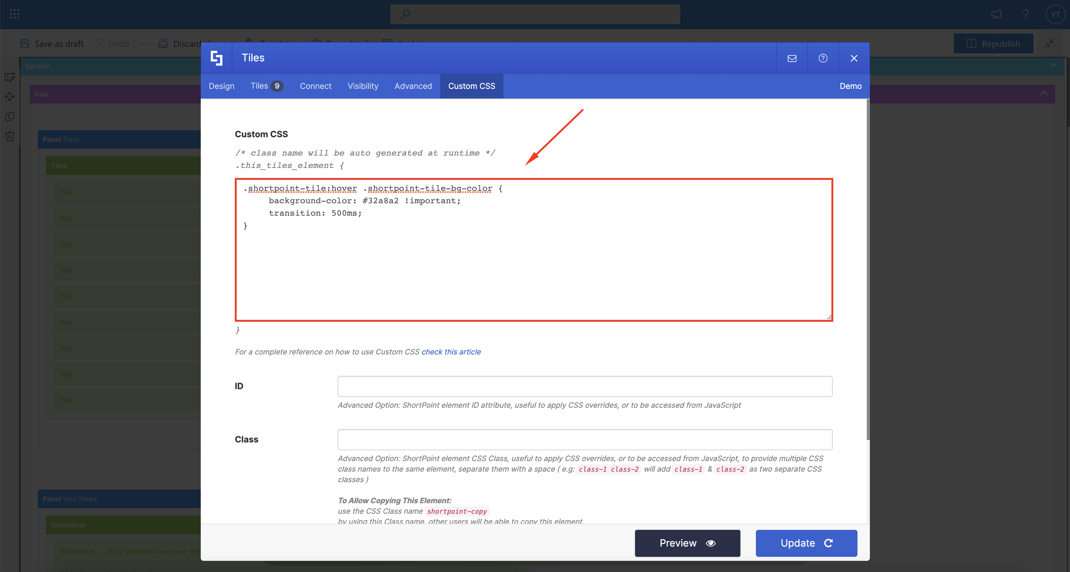 How to Add a Hover Color to the ShortPoint Tiles Design Element with Custom CSS : ShortPoint Support