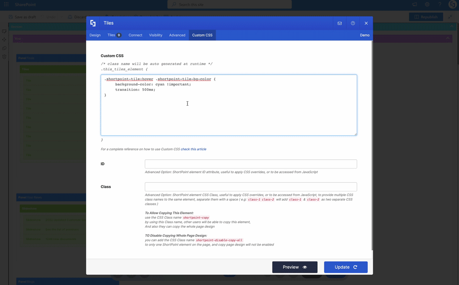 How To Add A Hover Color To The Shortpoint Tiles Design Element With