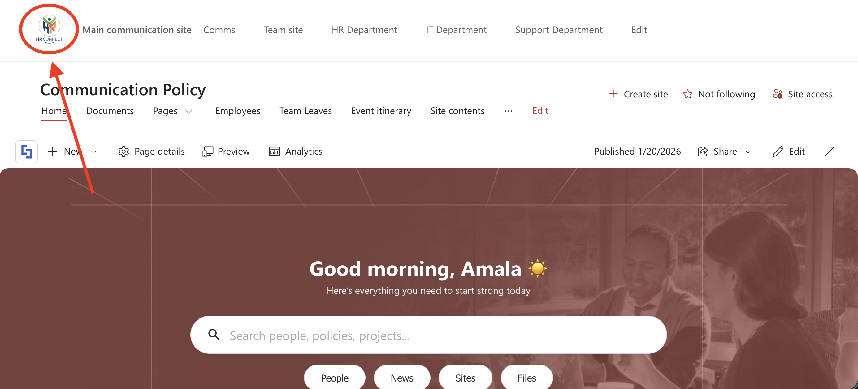 How to Adjust the Size of the Hub Navigation Logo : ShortPoint Support