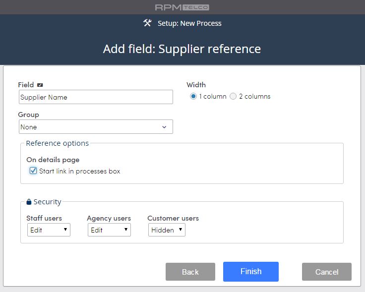 Reference field : RPM Software