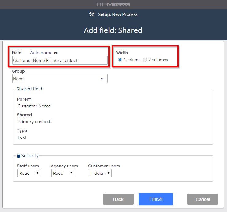 Shared Field : RPM Software