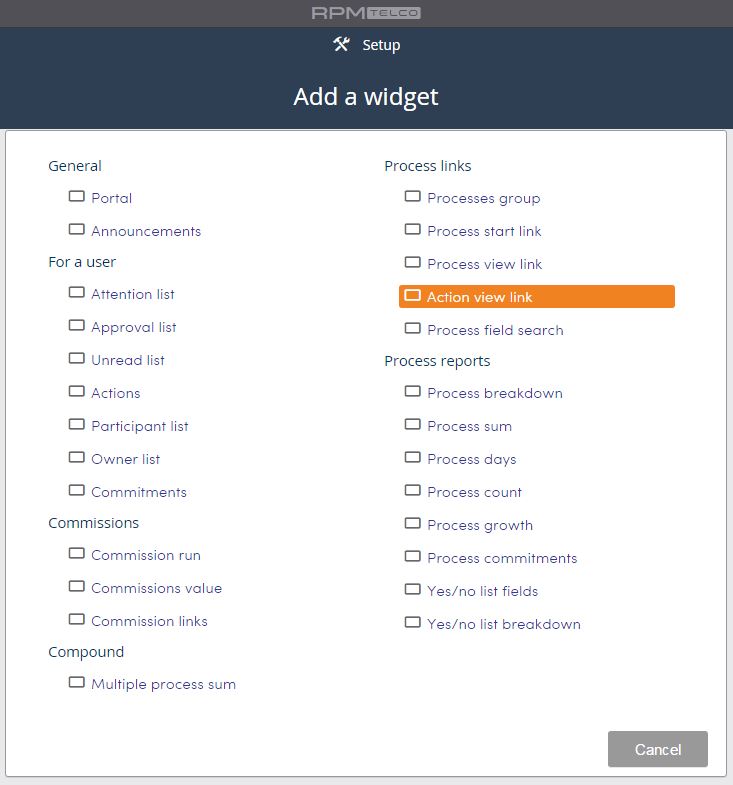Action View Link Widget : RPM Software