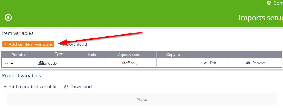 Import matrix setup : RPM Software
