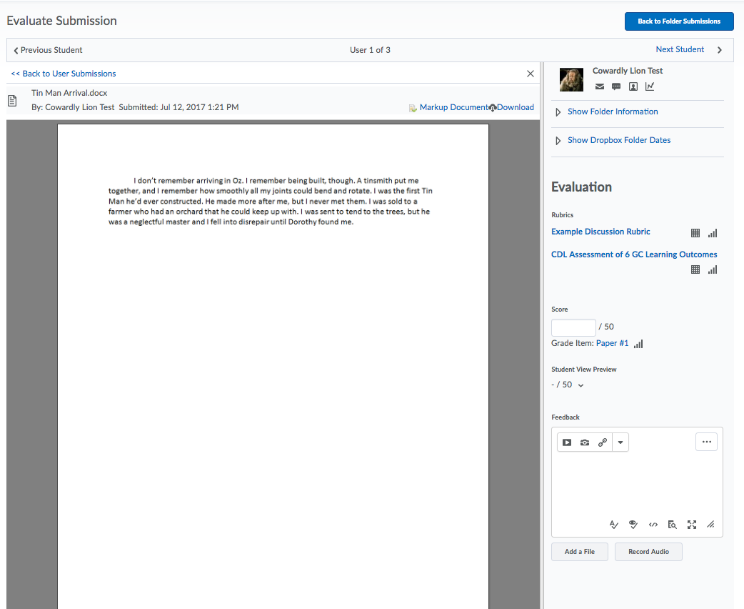 DROPBOX - Grading with Turnitin Originality Checker : Campus Services