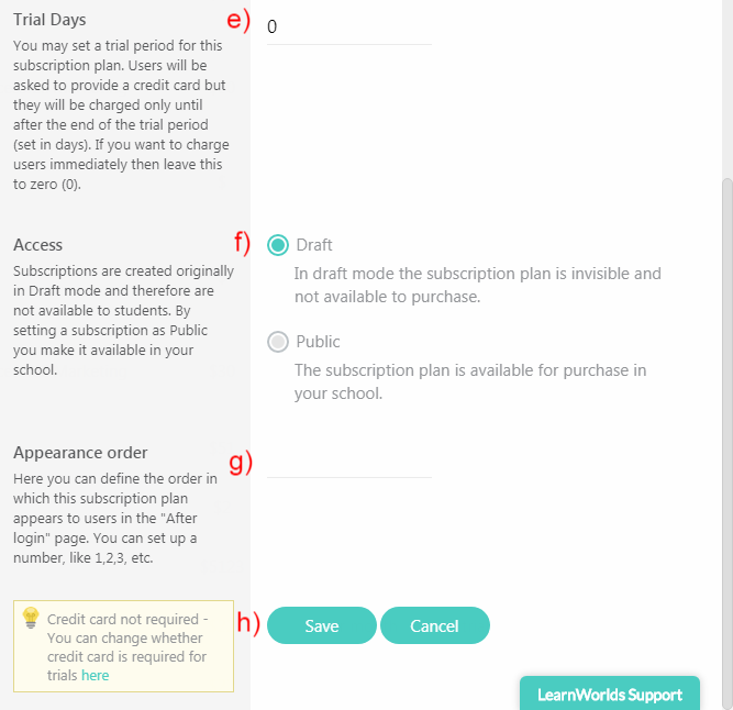 How to Create Subscription Plans : LearnWorlds Help Center