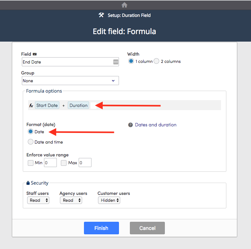 Duration field : RPM Software