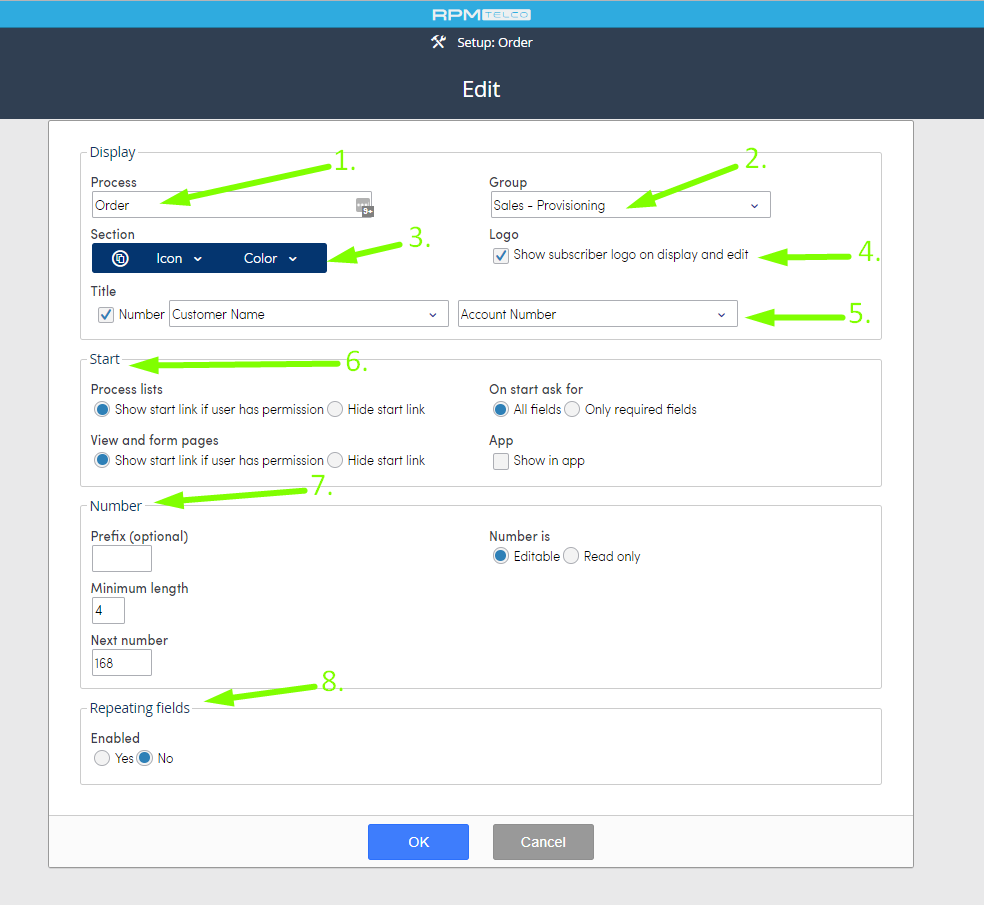 Process Display Settings : RPM Software
