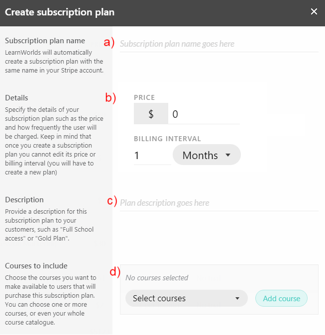 How to Create Subscription Plans : LearnWorlds Help Center
