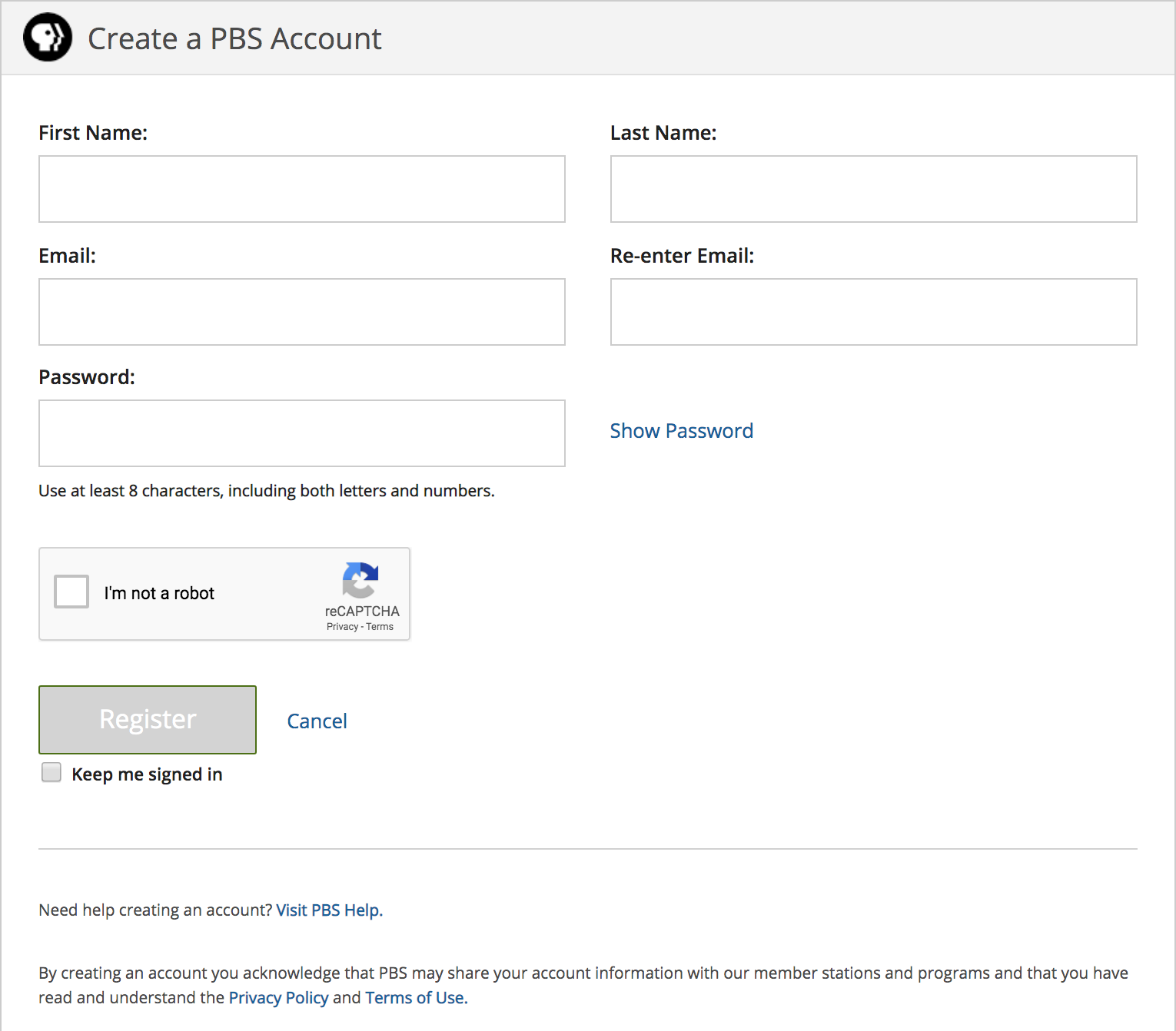 Creating a PBS account : PBS Help