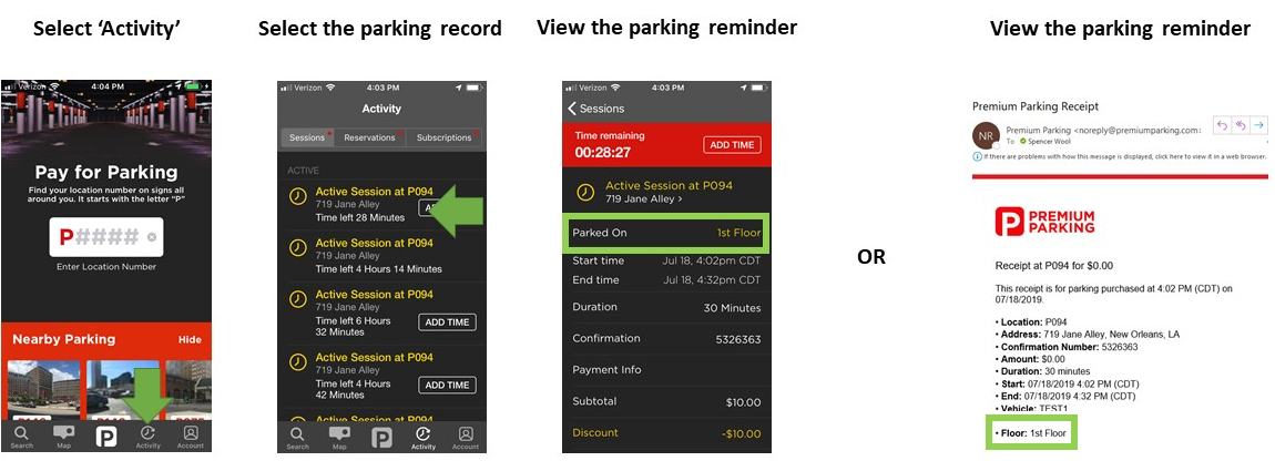 Parking Floor Reminder : Premium Parking Support