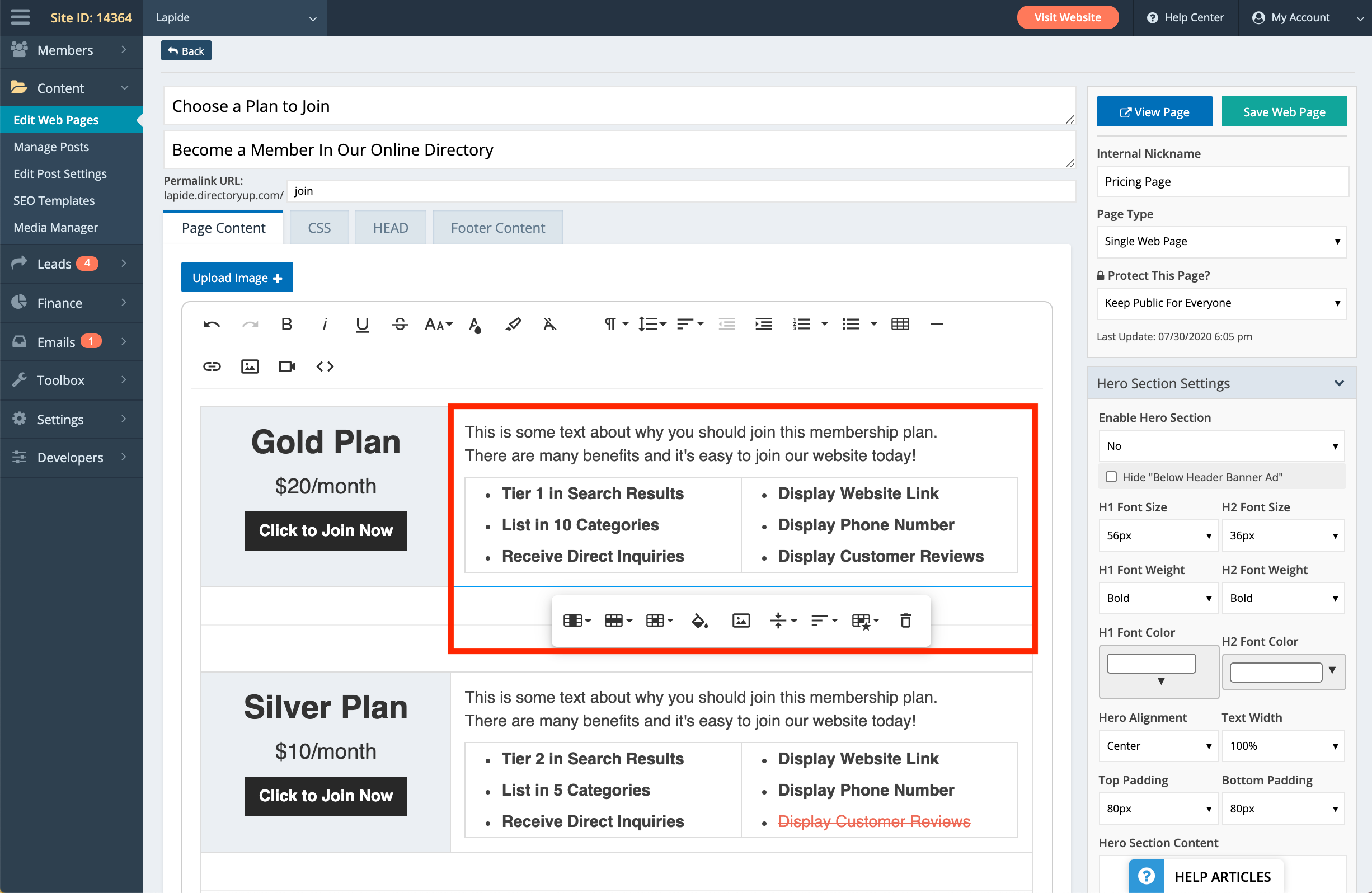 Brilliant Directories - Guide 5. How to Edit Public Pricing Page (the ...