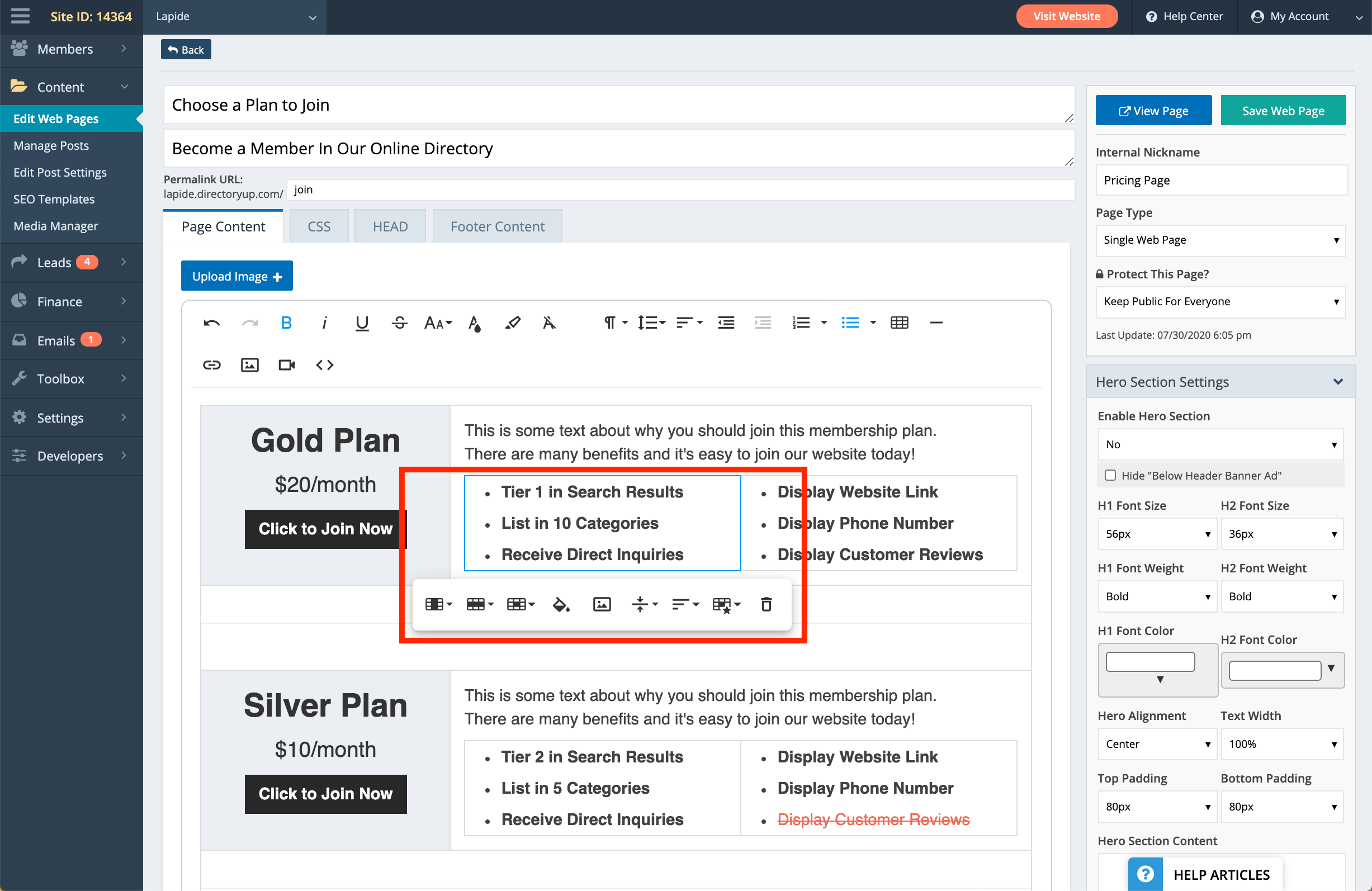 Brilliant Directories - Guide 5. How to Edit Public Pricing Page (the ...