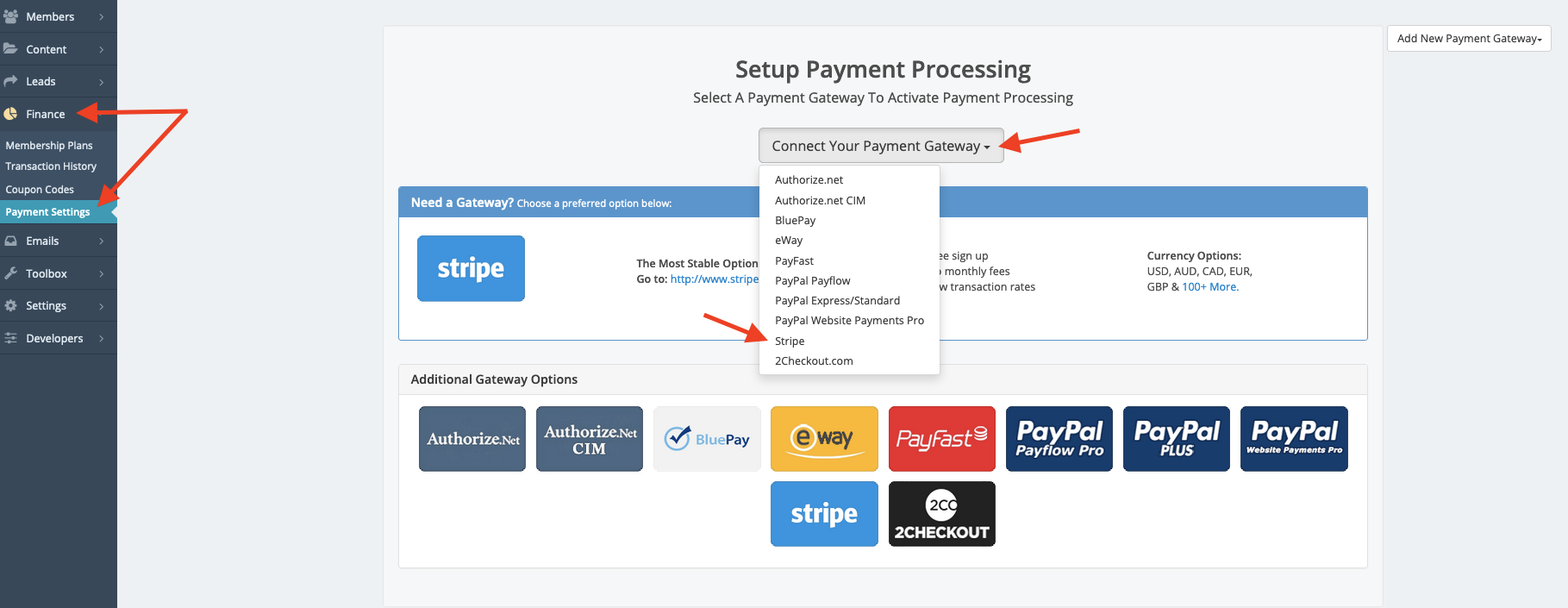 Brilliant Directories - Finance » Payment Settings - Setting Up A ...