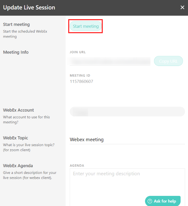 How to Create a Webex Learning Activity : LearnWorlds Help Center