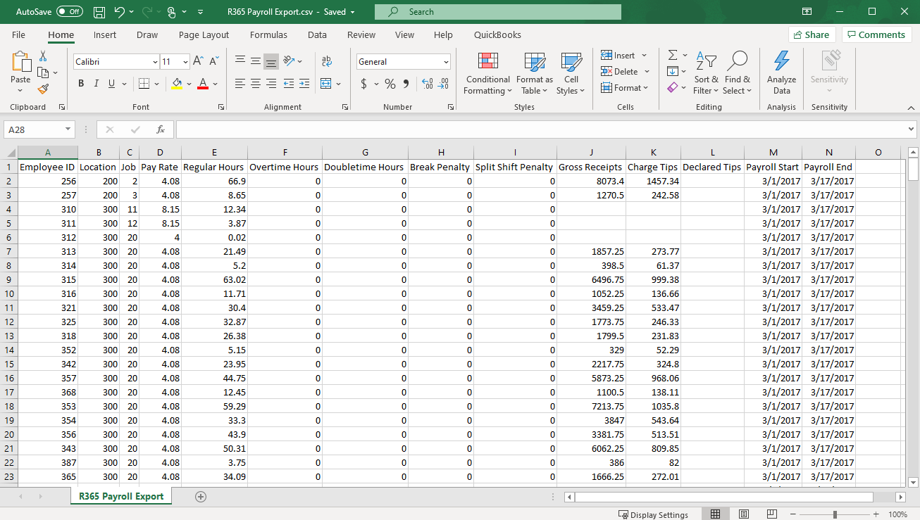 R365 Payroll Export : Support Center