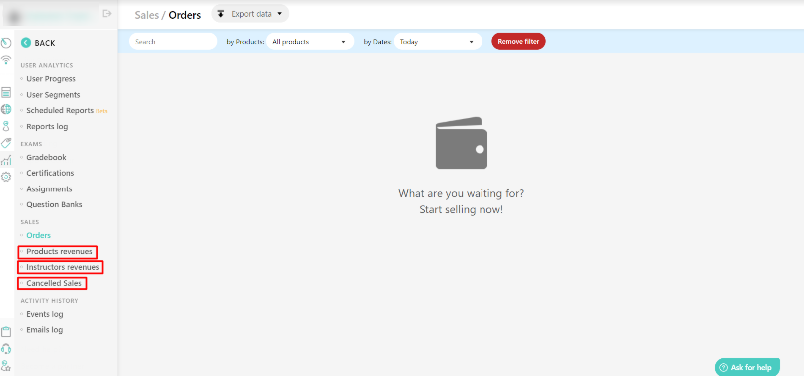 How to download/export your school data : LearnWorlds Help Center