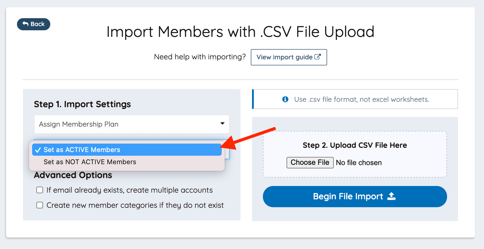 How To Import Members Via CSV File : Solution Center
