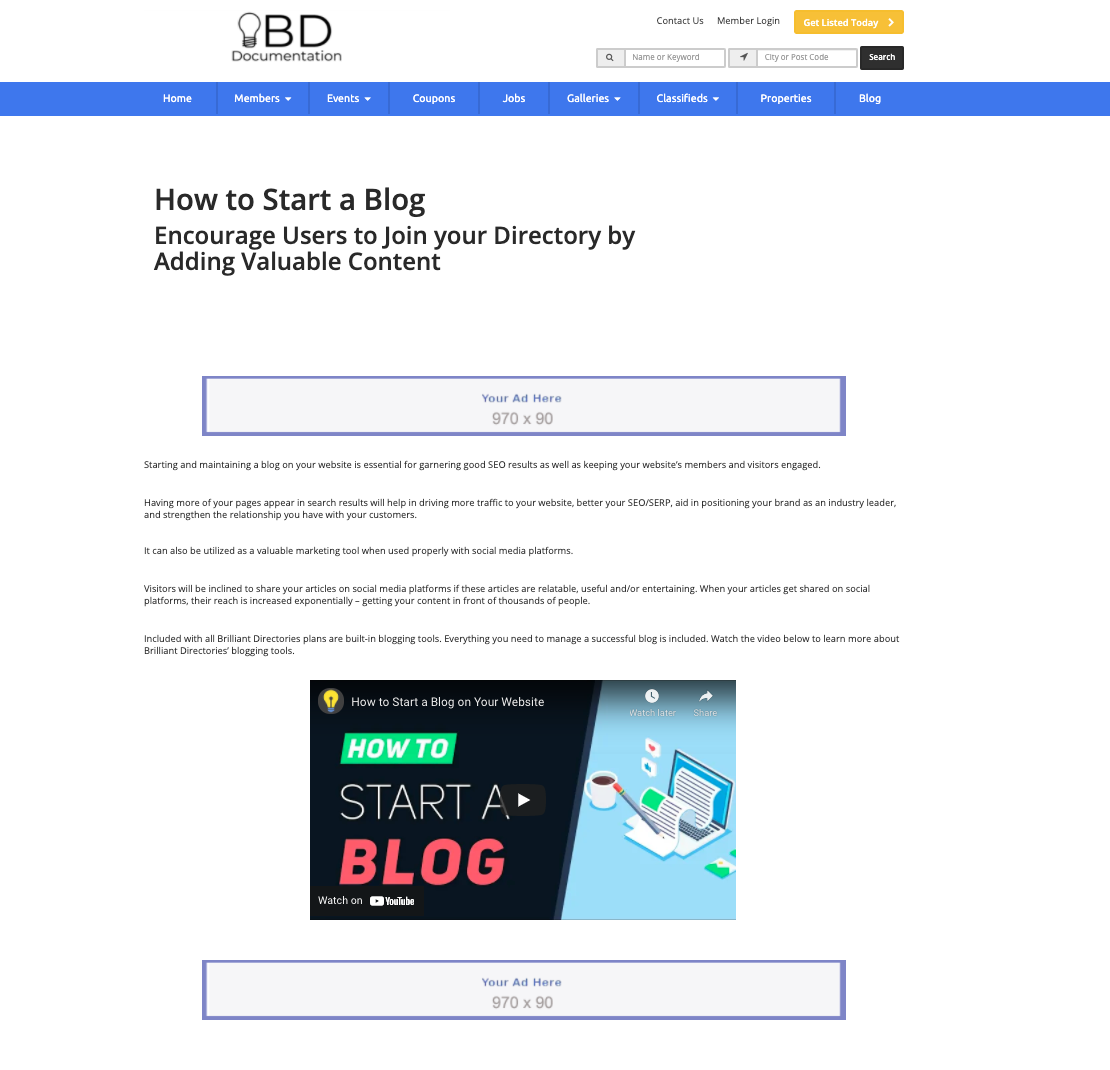 Brilliant Directories - Workaround: How to Add Specific Banner Ads to a ...