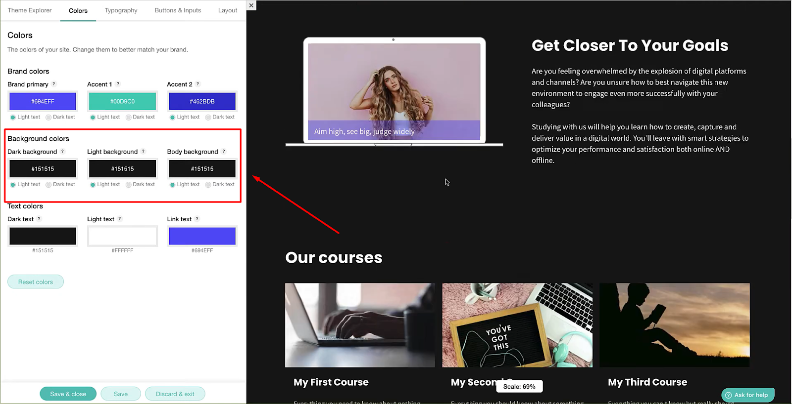 Theme Explorer - Colors : LearnWorlds Help Center