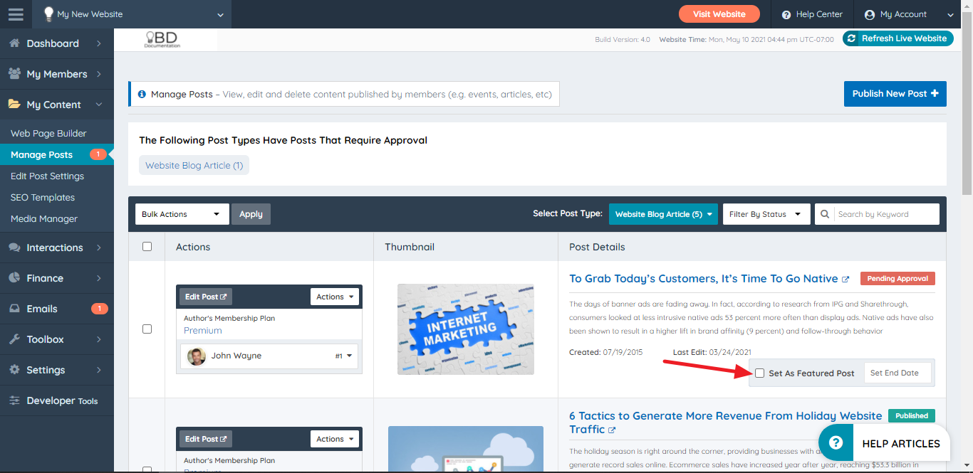 Pin Featured Posts Brilliant Directories Documentation Bd Support