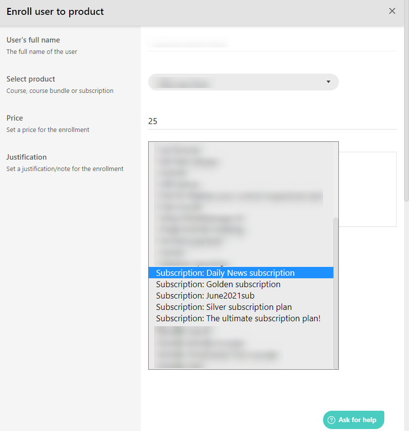How to manually enroll a user in a subscription plan in LearnWorlds : LearnWorlds Help Center