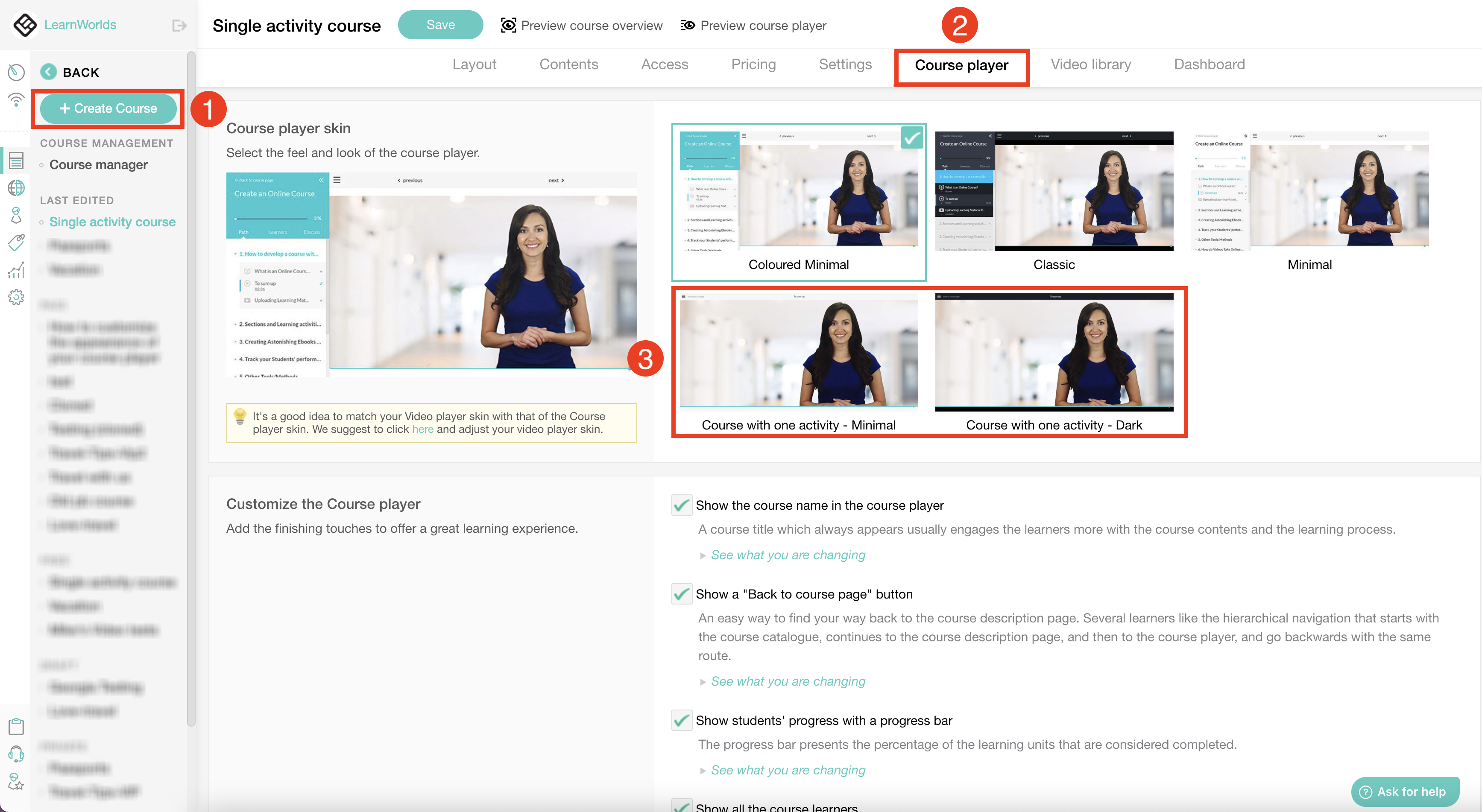 How to create Single Activity Courses : LearnWorlds Help Center