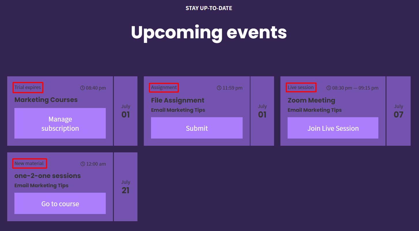 How to Add and Customize the Events Calendar Widget : LearnWorlds Help ...
