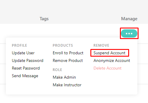 How to Suspend, Anonymize or Delete a User : LearnWorlds Help Center