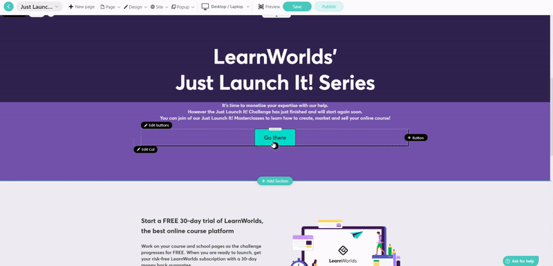How to Use the On-click Actions : LearnWorlds Help Center