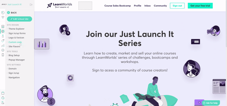 General Overview: Custom Code : LearnWorlds Help Center