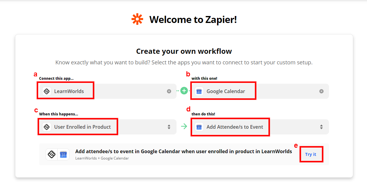 How to Integrate Google Calendar with your LearnWorlds School through Zapier : LearnWorlds Help ...