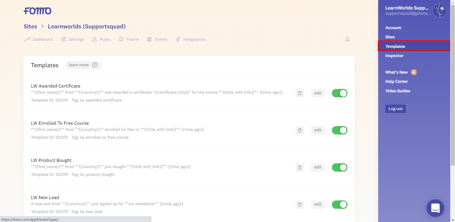 How to Integrate FOMO with your LearnWorlds School : LearnWorlds Help ...