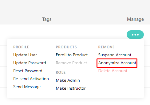 How to Suspend, Anonymize or Delete a User : LearnWorlds Help Center
