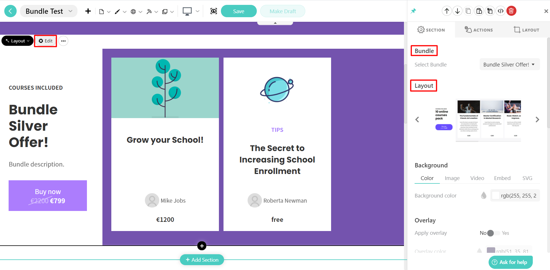 How to Customize the Bundles Page - Bundle Sections : LearnWorlds Help ...