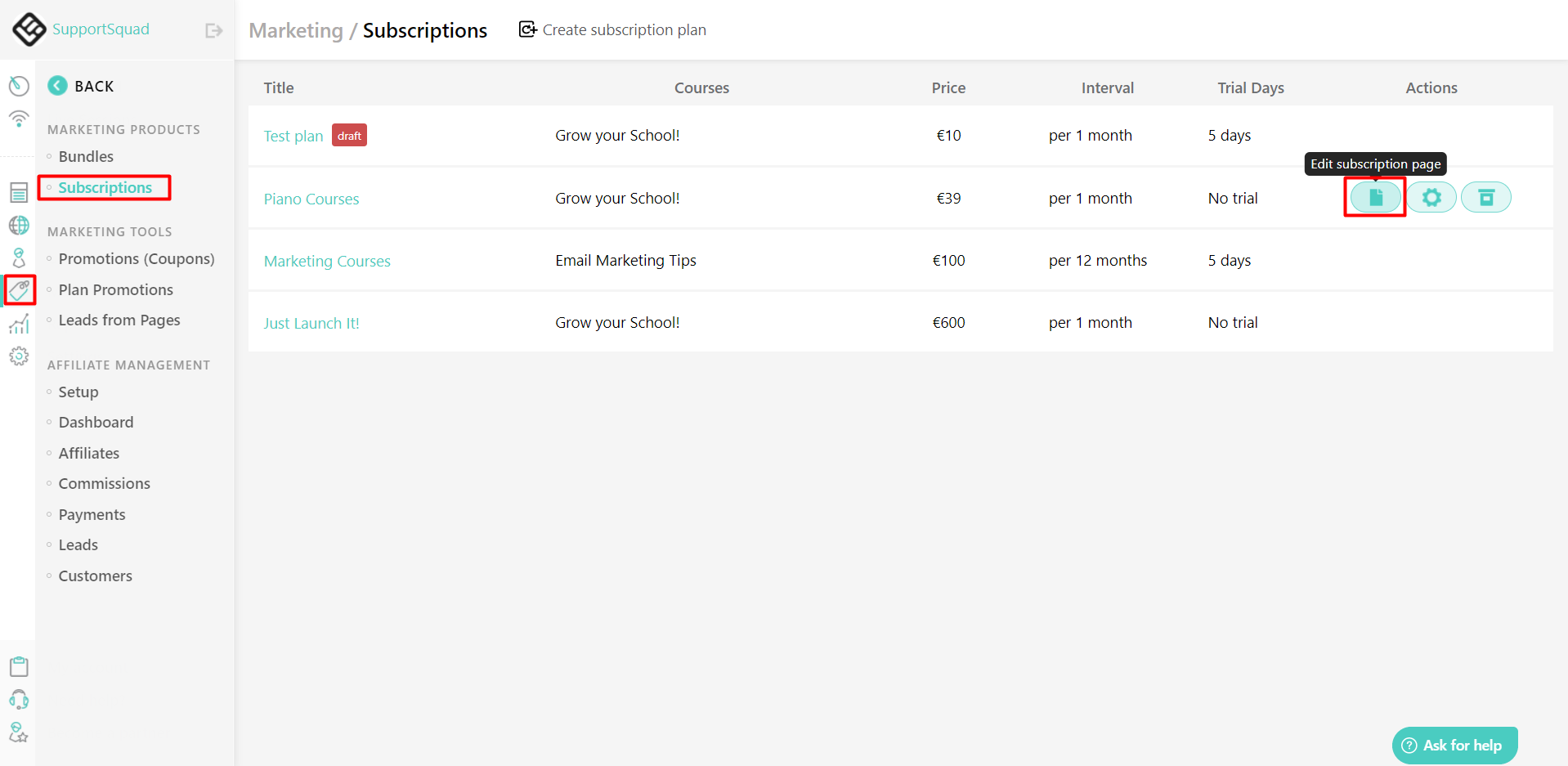 How to Customize the Subscription Page - Subscription Sections ...