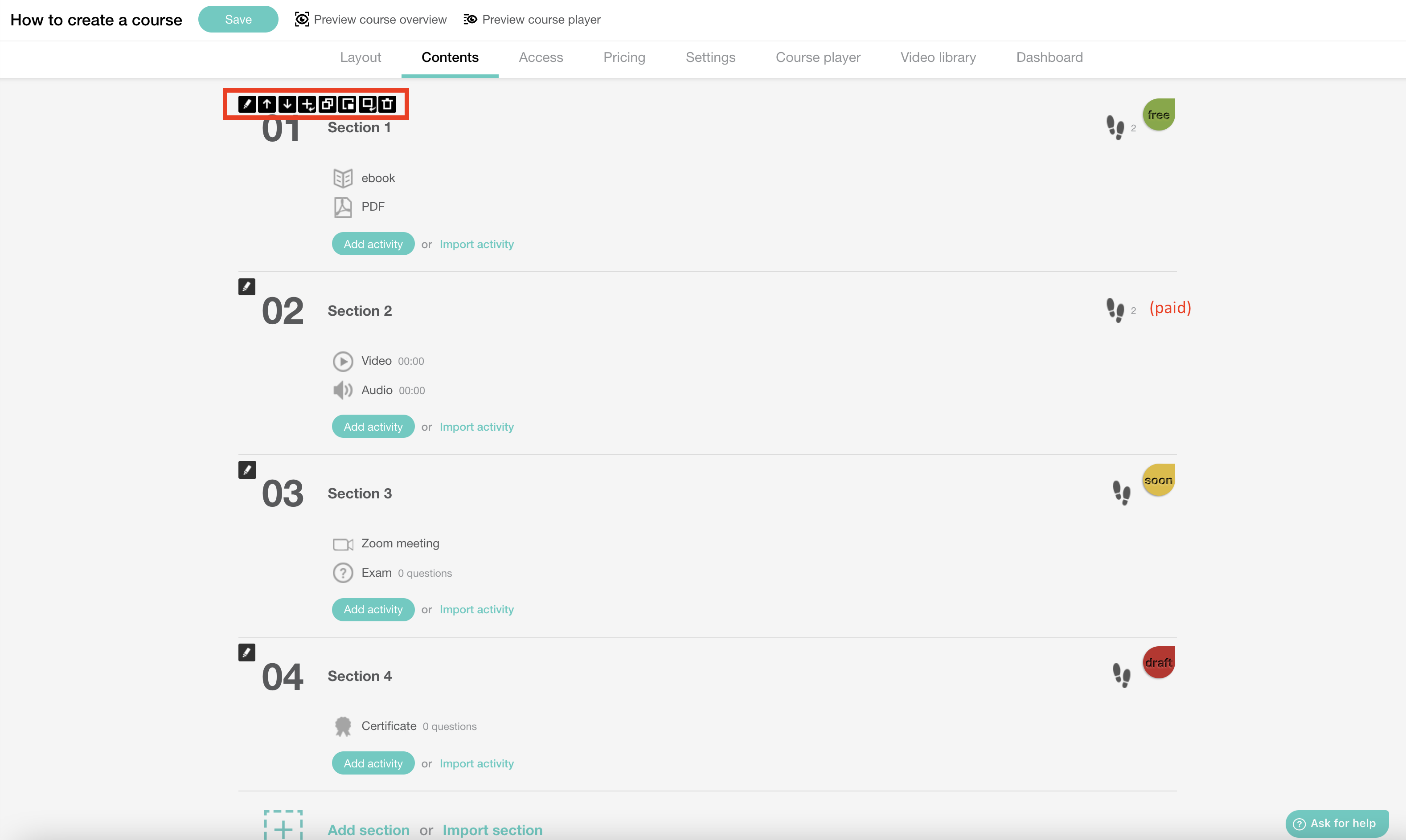 How to use Sections to Organize your Course Content : LearnWorlds Help ...