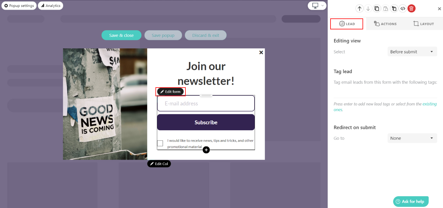 How to Capture Leads with an Email Popup : LearnWorlds Help Center