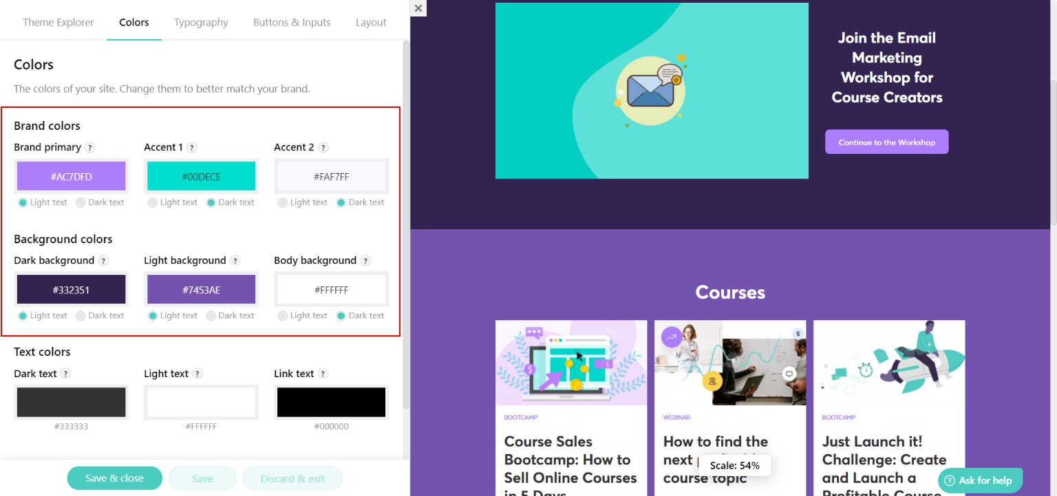 Theme Explorer - Colors : LearnWorlds Help Center