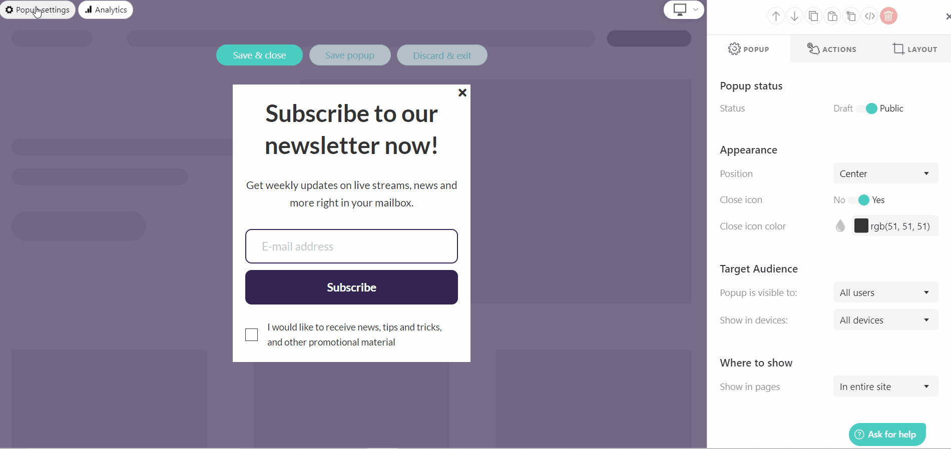 Popup Builder : LearnWorlds Help Center
